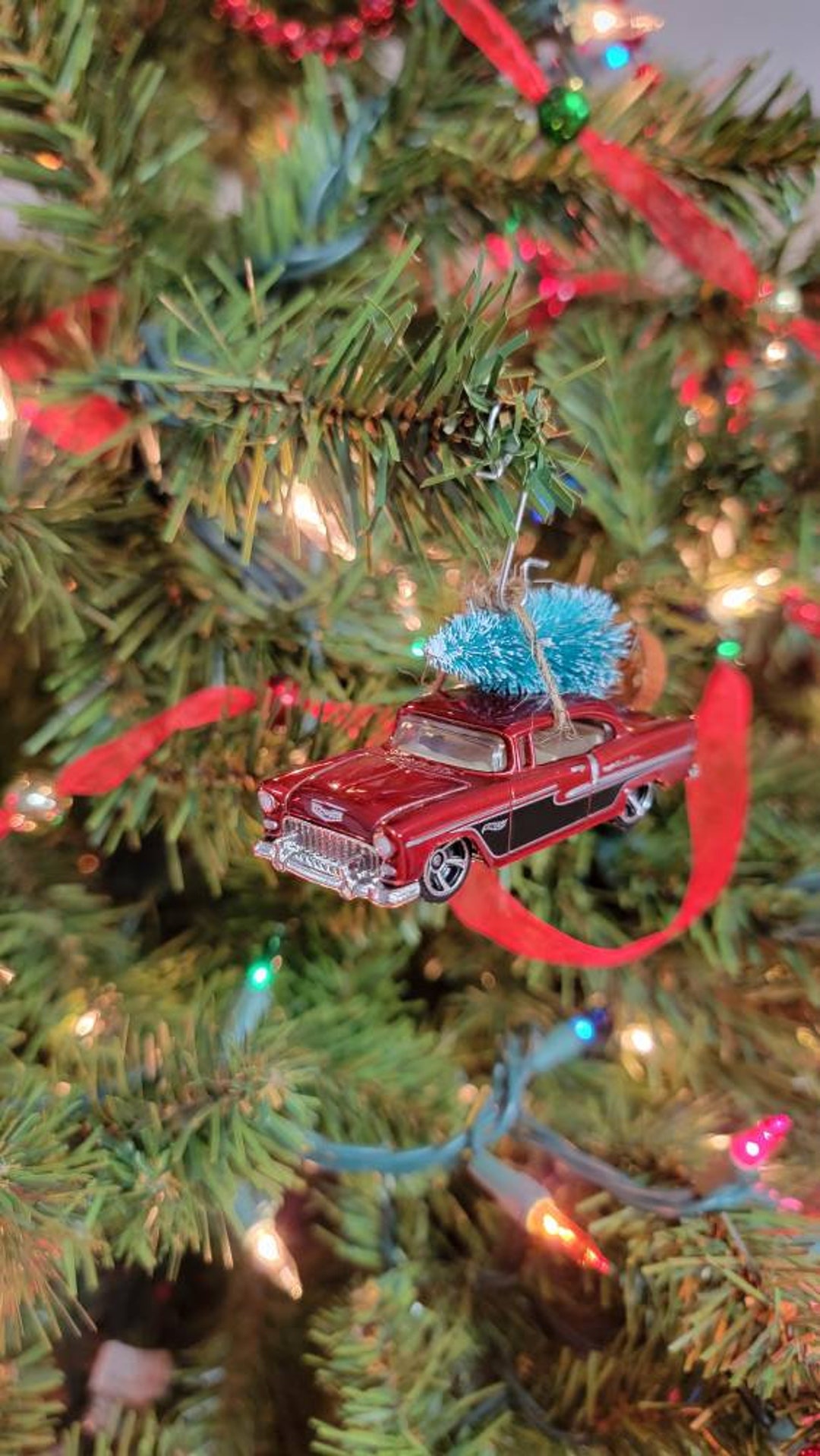 1955 Chevy Bel Air Carrying Christmas Tree Ornament for Classic Car ...