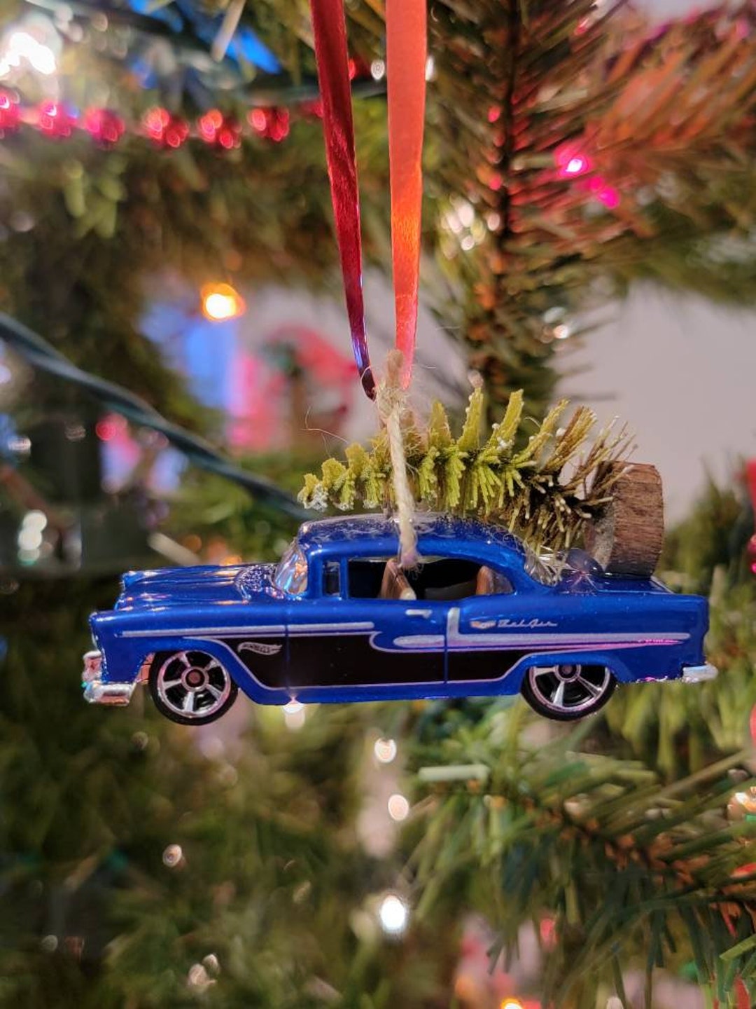 55 Chevy Bel Air Carrying Christmas Tree Ornament Gift for Men - Etsy