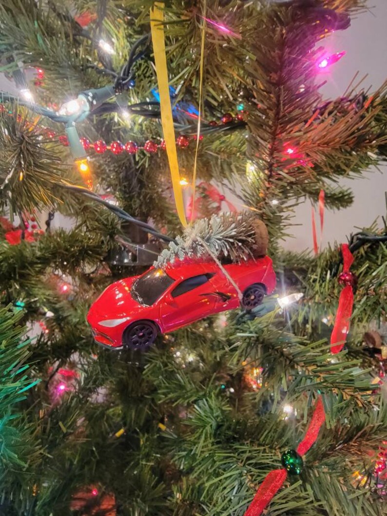 Rare 2021 Chevy Corvette C8 Carrying Christmas Tree Car Ornament Gift ...