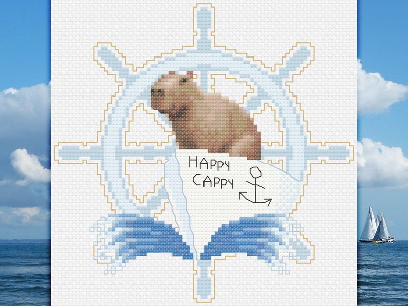 Happy Cappy - Nautical Capybara Captain Cross Stitch Pattern PDF ...