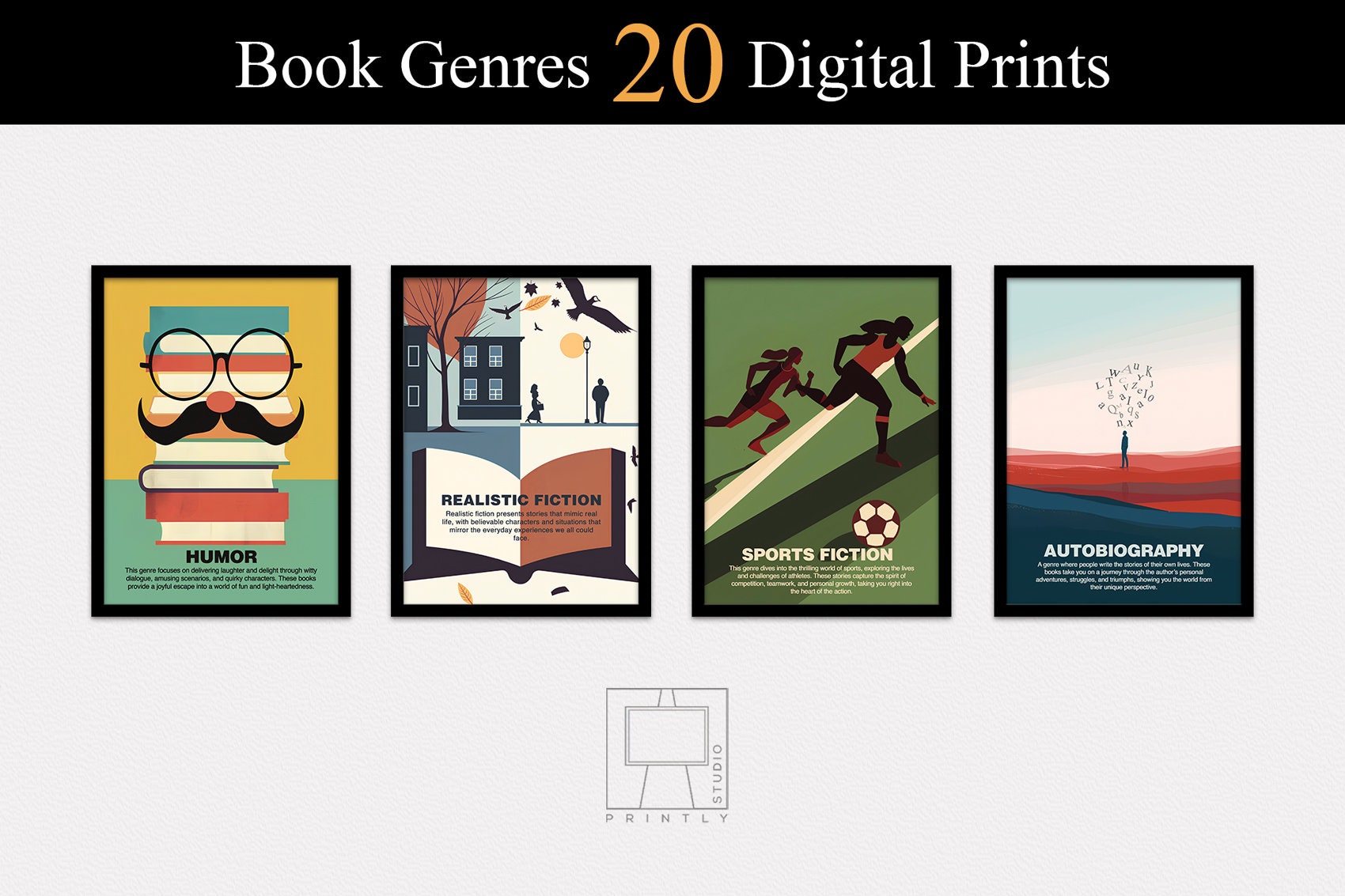 Book Genre Posters Set of 20 DIGITAL Downloads, Classroom Decor ...