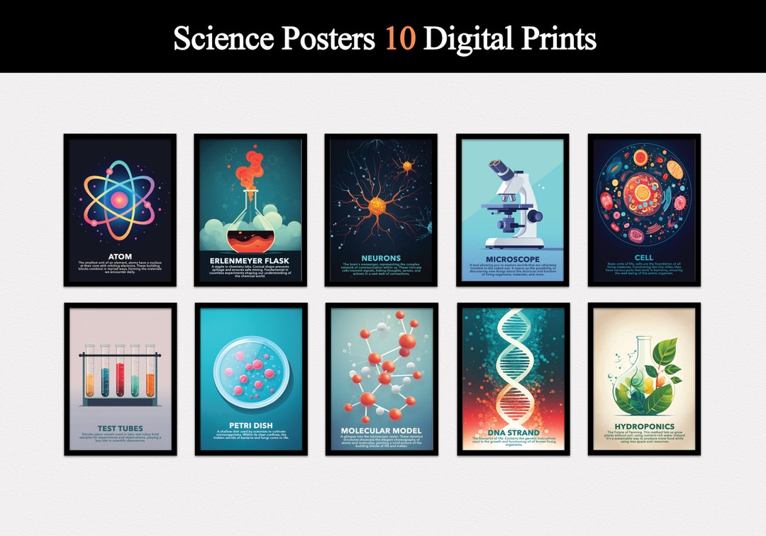 Science Classroom Posters Set of 10 DIGITAL Prints, School Decor ...
