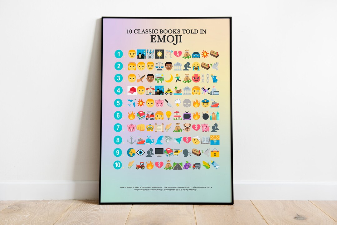 Emoji Book Print, Classroom Decor, Library Decor, Book Poster, Literary ...