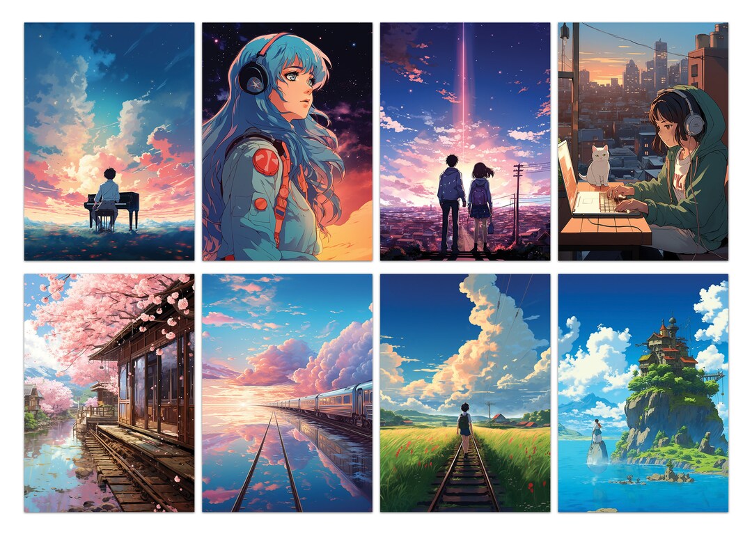Anime Prints Aesthetic, Set of 8, Anime Postcard Prints, Anime Lover ...