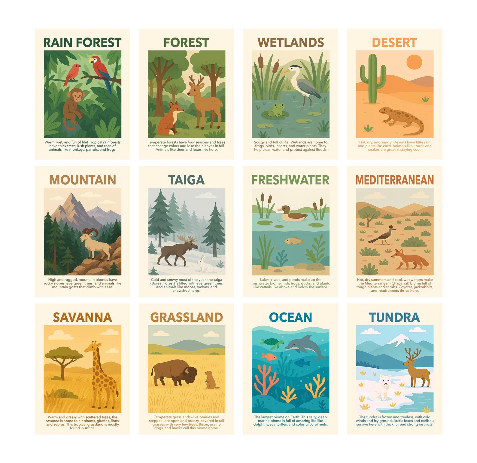 Biomes Posters, World Biomes, Set of 12 DIGITAL Downloads, Geography ...