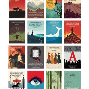 Classic Book Quotes, Book Posters Set of 16 DIGITAL Downloads, English ...