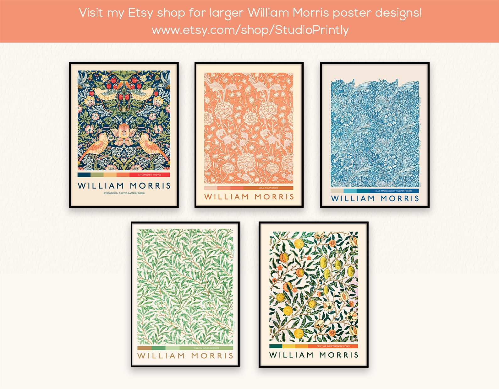 William Morris Postcards William Morris Print Set Floral - Etsy