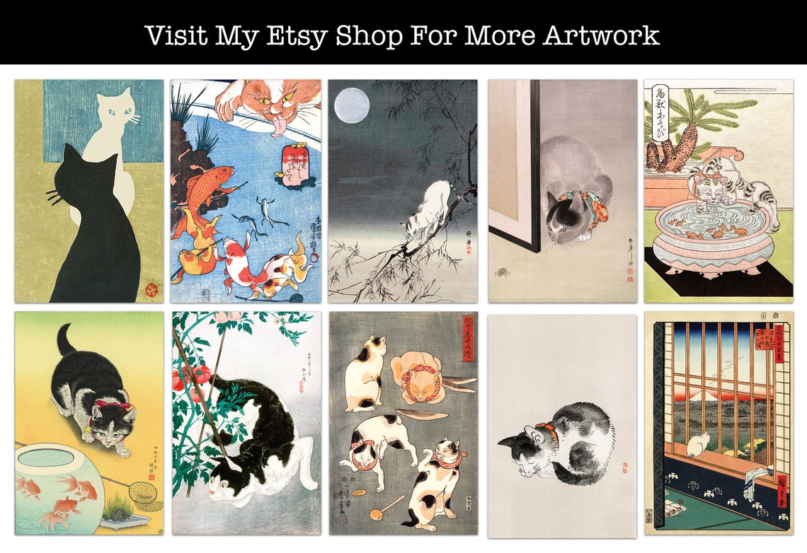 Japanese Cat Art Print, Vintage Cat, Ukiyo-e Cat, Japanese Art Print ...