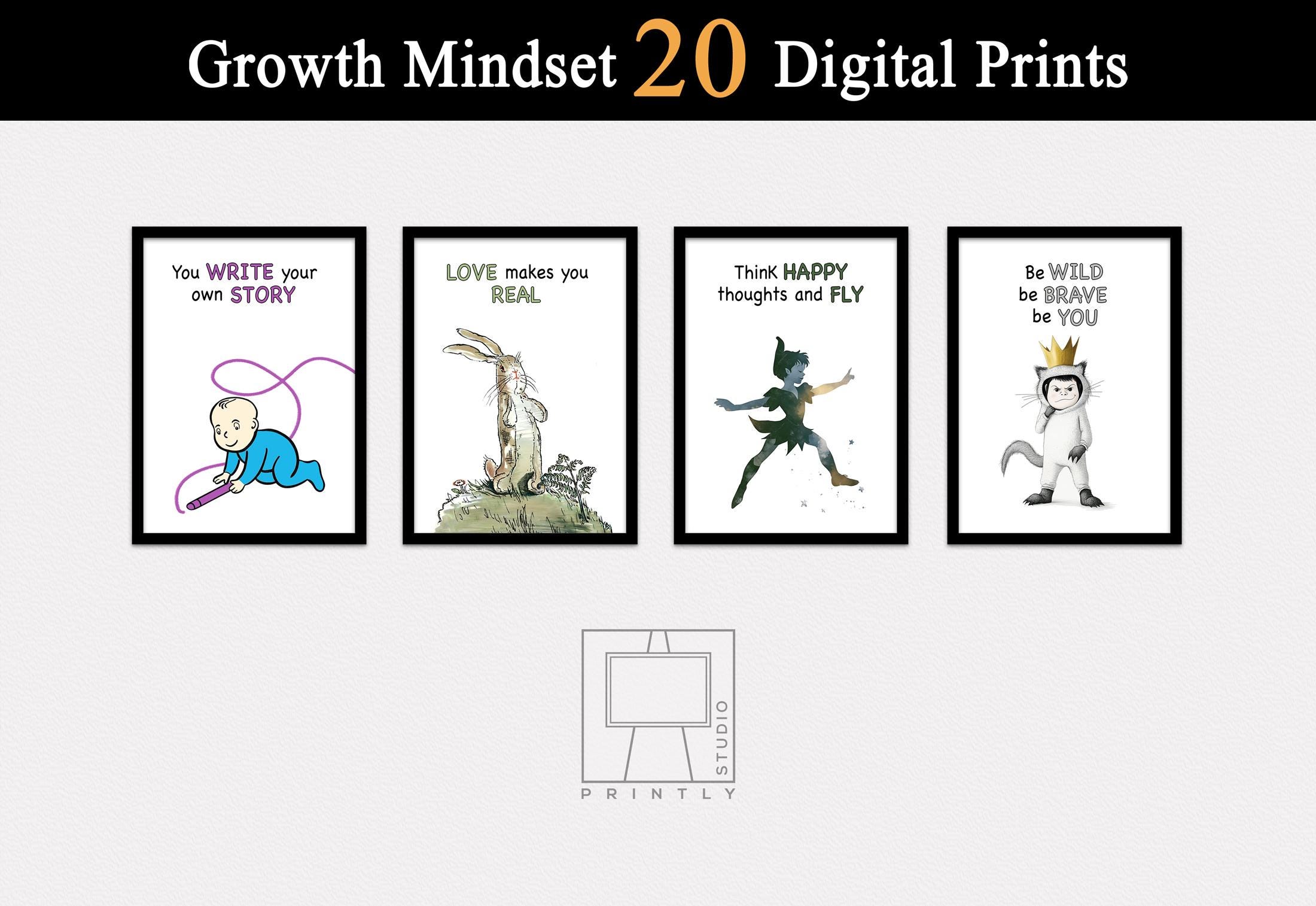 Picture Book Character Posters, Book Quotes Set of 20 DIGITAL Downloads ...