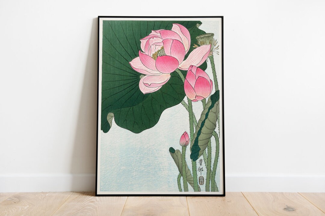 Japanese Art Print — Blooming Lotus Flowers by Ohara Koson — Ohara ...
