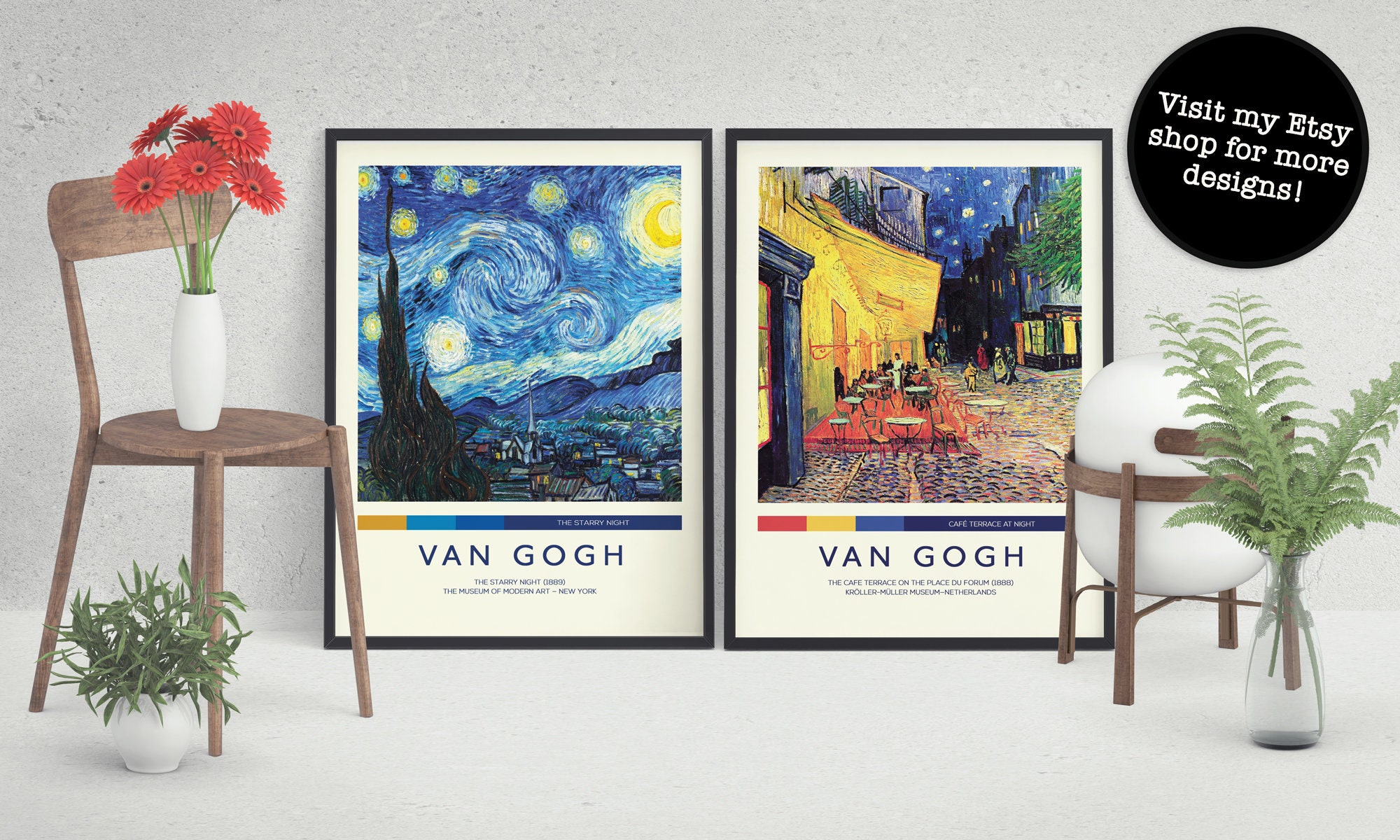 Starry Night Exhibition Poster—van Gogh Print —vincent Van Gogh Vintage ...