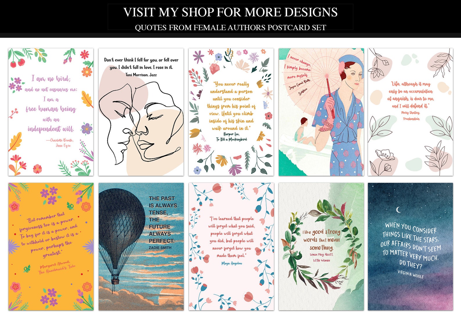 Female Authors Poster Feminist Print Literary Quotes - Etsy