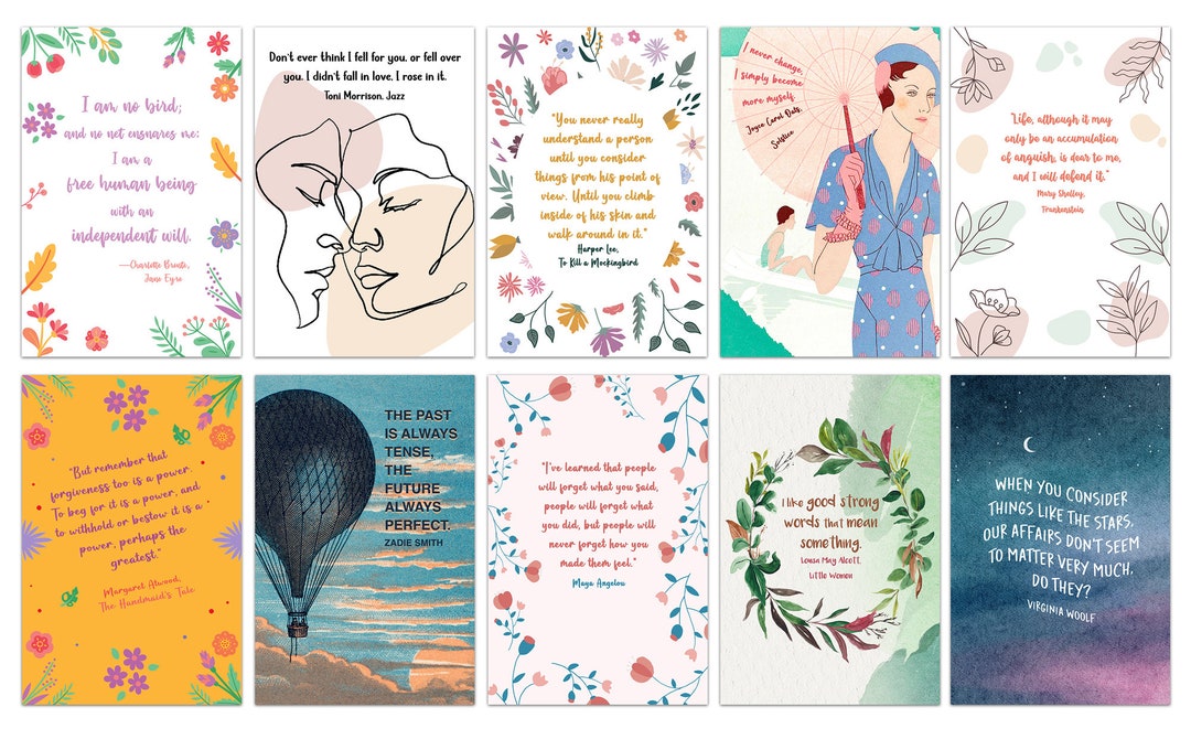 Female Authors Postcards, Book Quotes, Literary Postcards Set of 10 ...