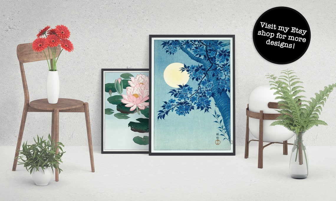 Japanese Cherry Blossom Art Poster Japanese Antique Print by - Etsy