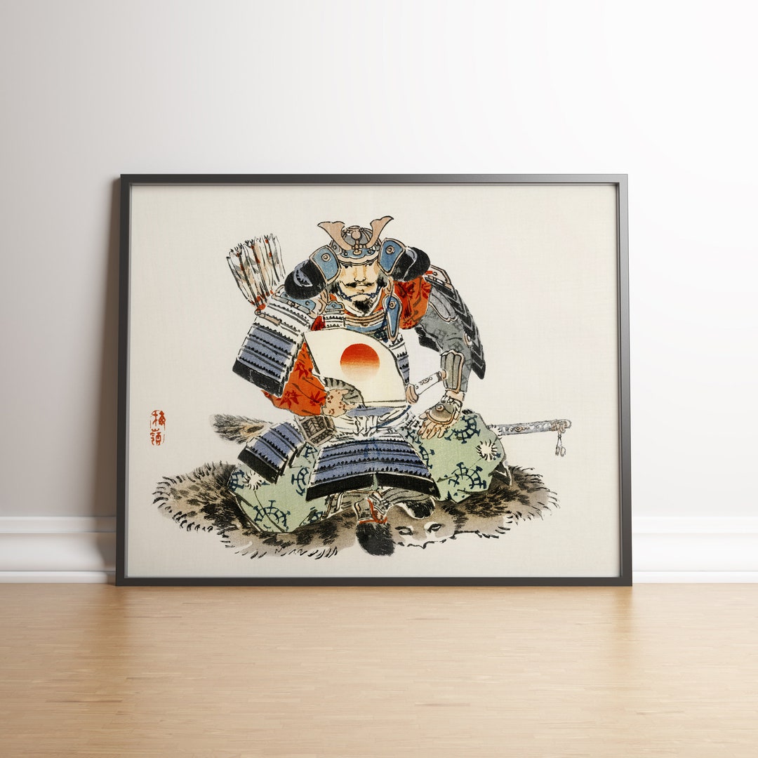 Japanese Samurai Art Print — Samurai by Kōno Bairei — Japanese Antique ...