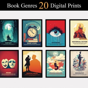 Book Genre Posters Set of 20 DIGITAL Downloads, Classroom Decor ...