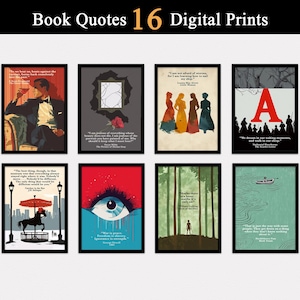 Classic Book Quotes, Book Posters Set of 16 DIGITAL Downloads, English ...