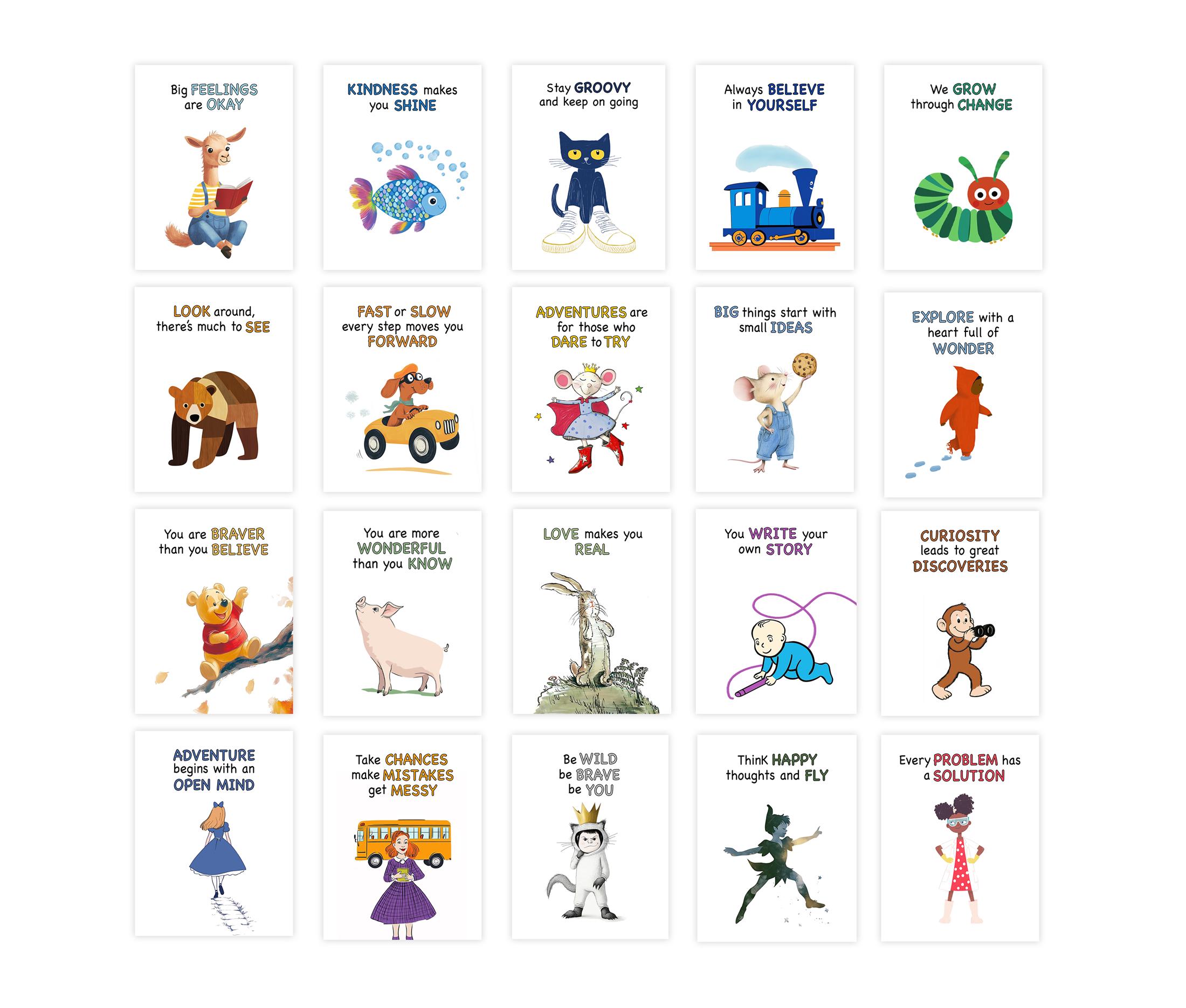 Picture Book Character Posters, Book Quotes Set of 20 DIGITAL Downloads ...