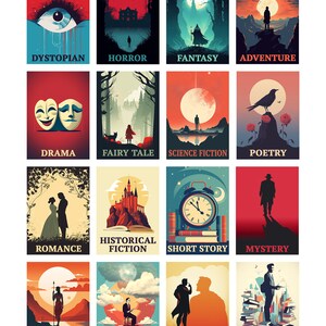 Book Genre Poster, Classroom Decor, Library Decor, Book Lover Gift ...