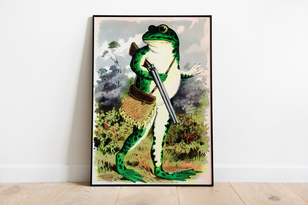 Frog With Shotgun Print, Vintage Frog Poster, Frog Print, Retro Poster ...