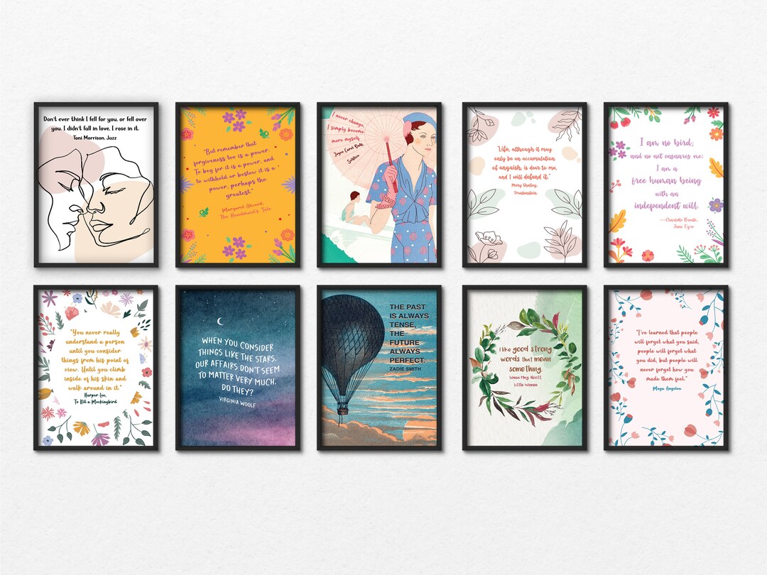 Literary Posters Set of 10 Digital Downloads, Book Quotes Wall Art ...