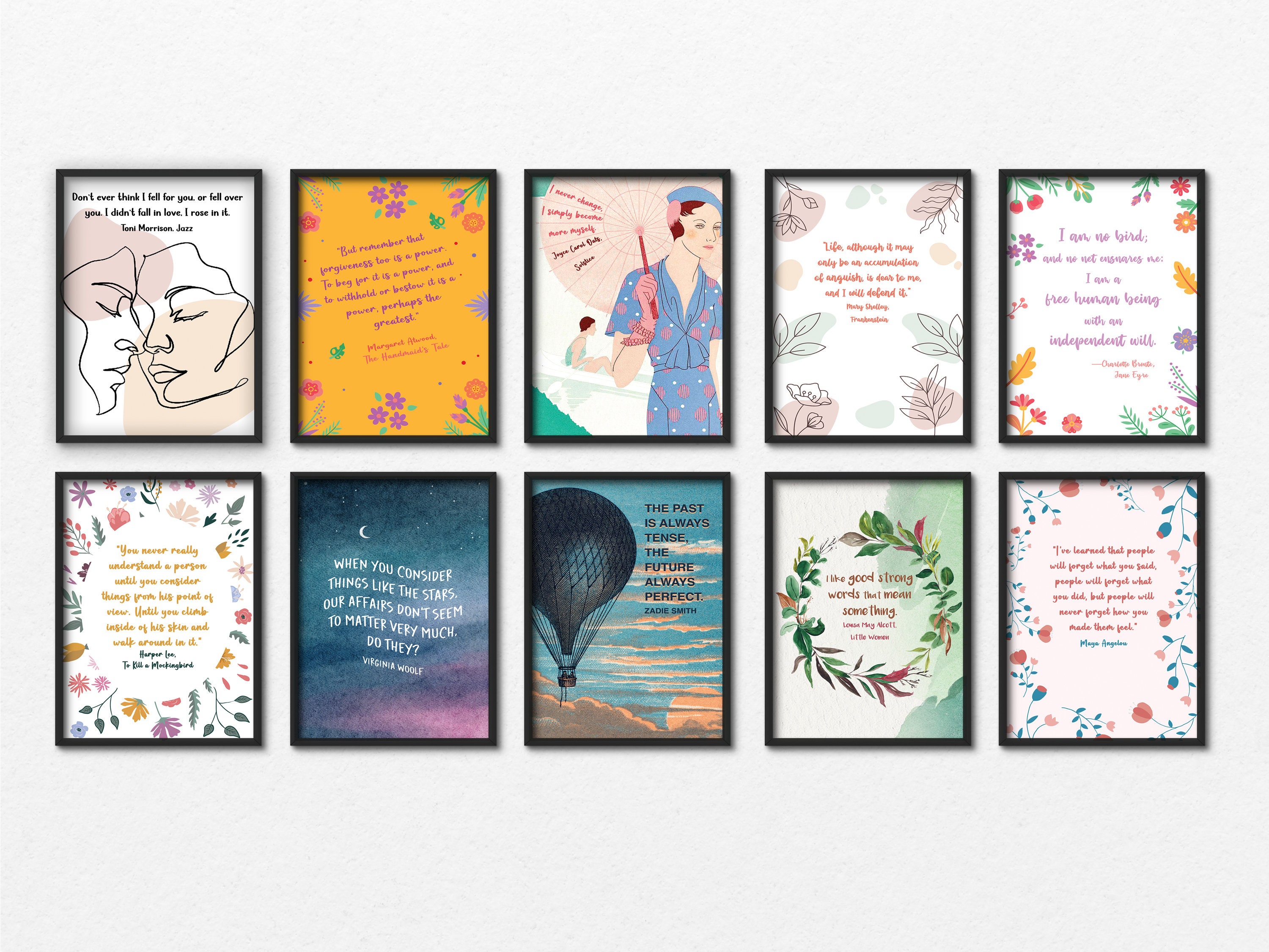 Literary Posters Set of 10 Digital Downloads Book Quotes Wall - Etsy