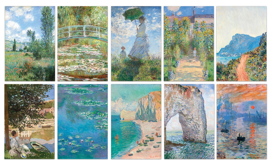Monet Postcards Set of 10 Prints, Monet Gallery Wall Set, Claude Monet ...