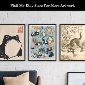 Dancing Frog Poster, Vintage Frog Print, Japanese Print, Retro Frog ...