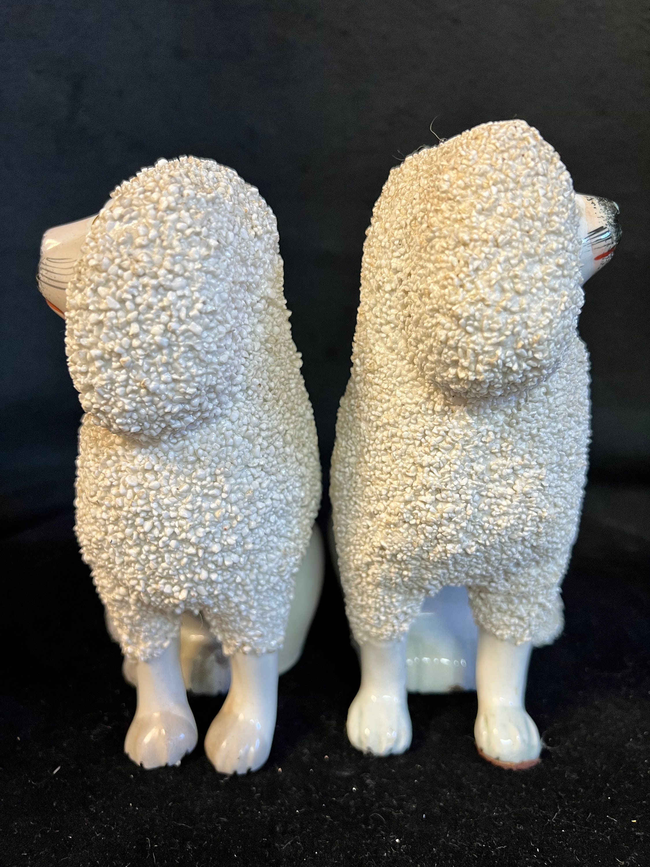 Antique Victorian Staffordshire Poodle Dogs: Confetti Coat Porcelain ...
