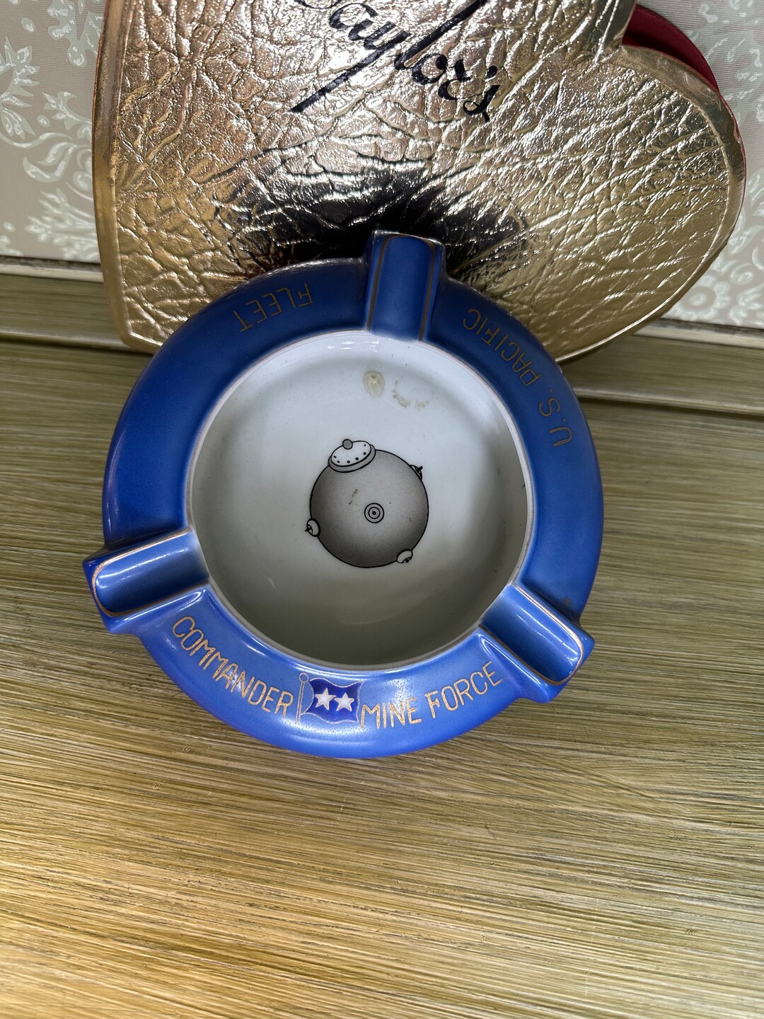 Vintage Commander Mine Force U.s.pacific Fleet Ashtray, Hand Painted ...