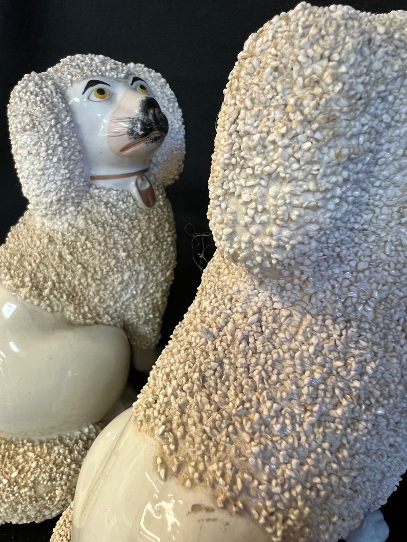 Antique Victorian Staffordshire Poodle Dogs: Confetti Coat Porcelain ...