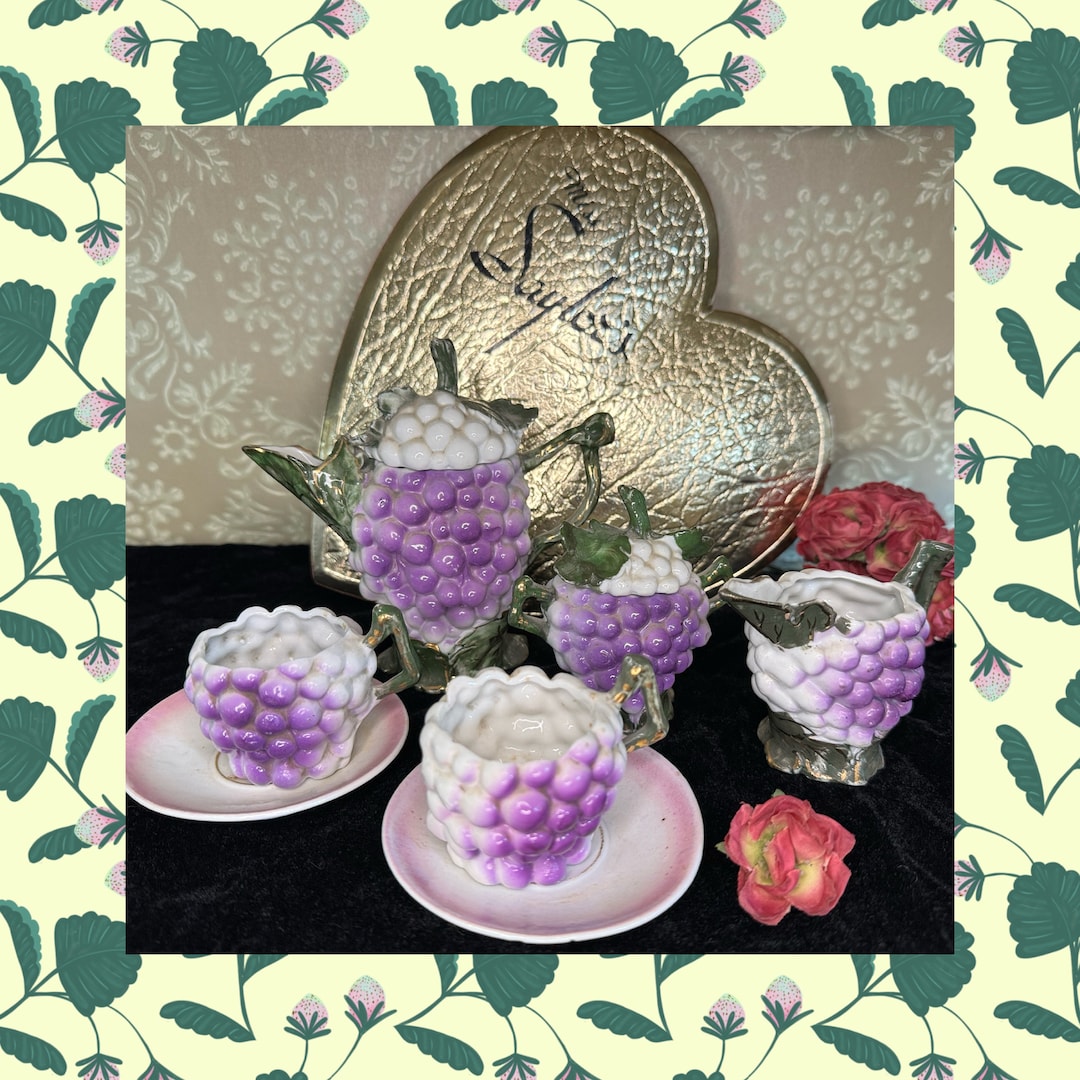 Antique Victorian Purple Grape Porcelain Tea Set, Royal Bayreuth Style ...