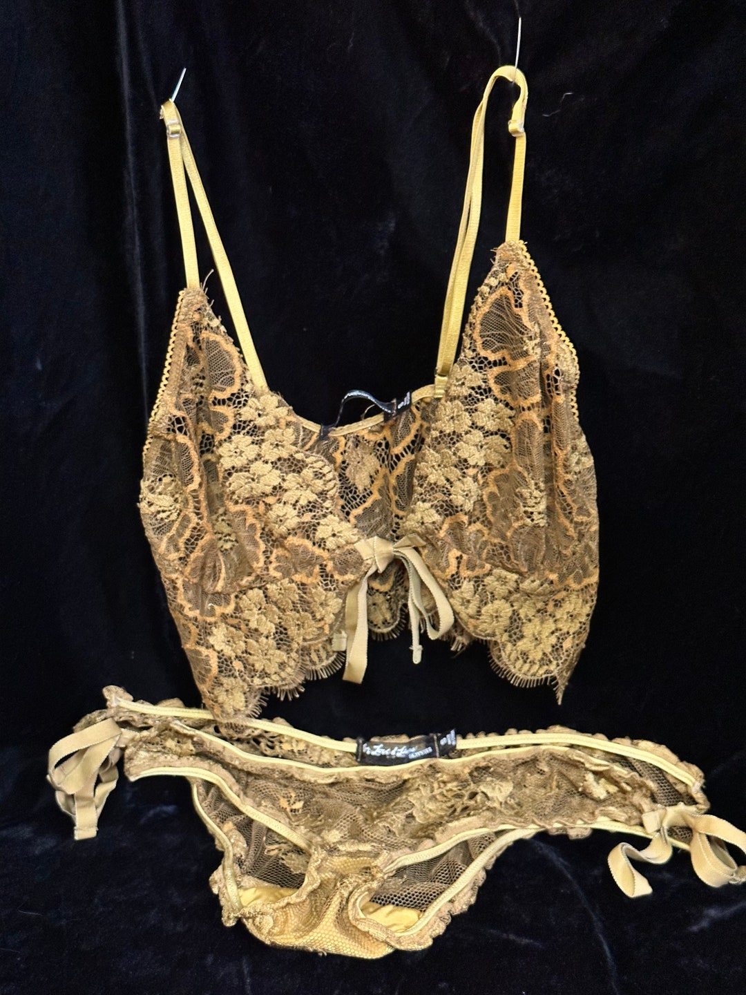 Vintage Lingerie, for Love & Lemons Skivvies, Antique Gold Lace ...