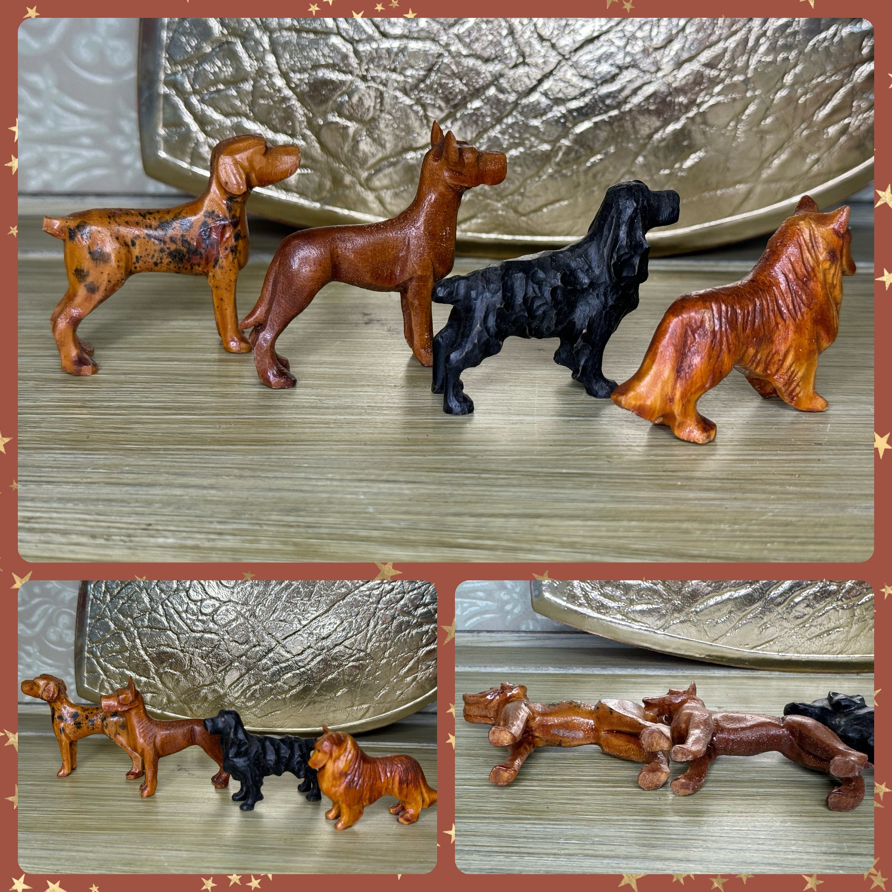 Vintage Miniature Dog Figurines, 1930-50, Wood, Celluloid, Wood ...