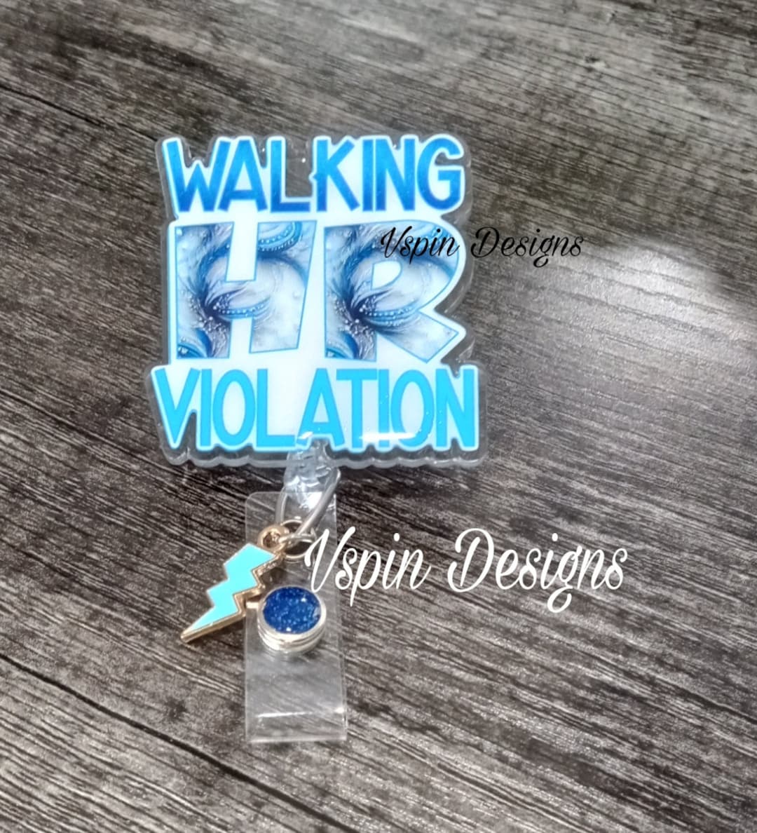 2 Acrylic Walking HR Violation Badge Reel/id Holder Card Holder/nurse ...