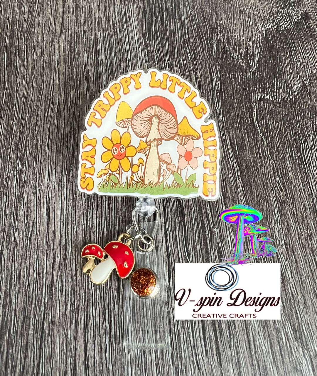 2 Acrylic funny Stay Trippy Little Hippie, Badge Reel/id Holder Card ...
