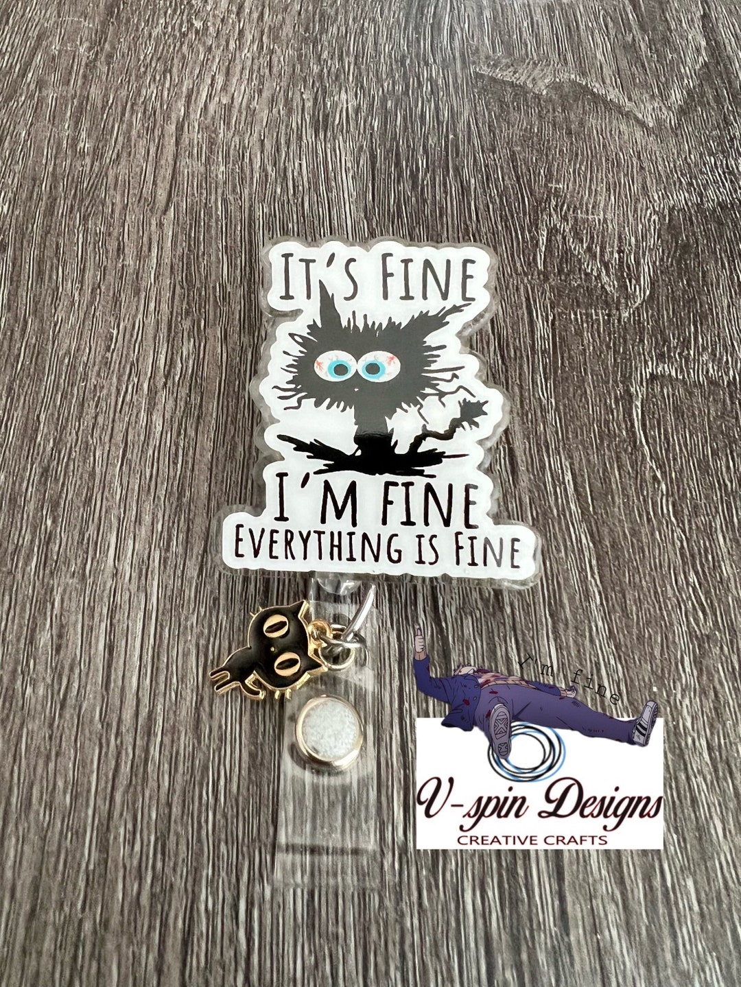 I’m Fine Everythings Fine Cat Badge Reel/id Holder Card Holder/nurse ...