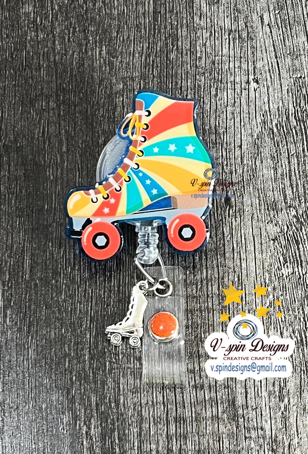 Retro Roller Skates Badge Reel/id Holder/nurses/teachers/retro Badge ...