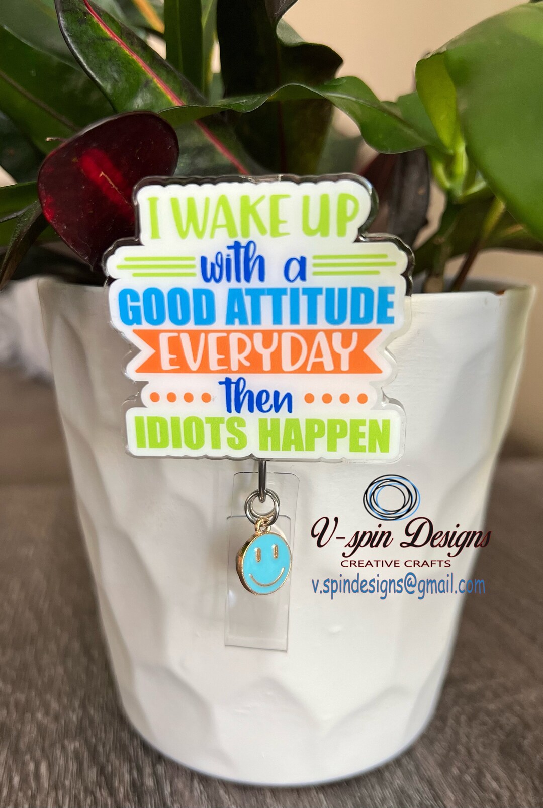 1.8 Acrylic funny, Idiots Happen Badge Reel/id Holder Card Holder/nurse ...