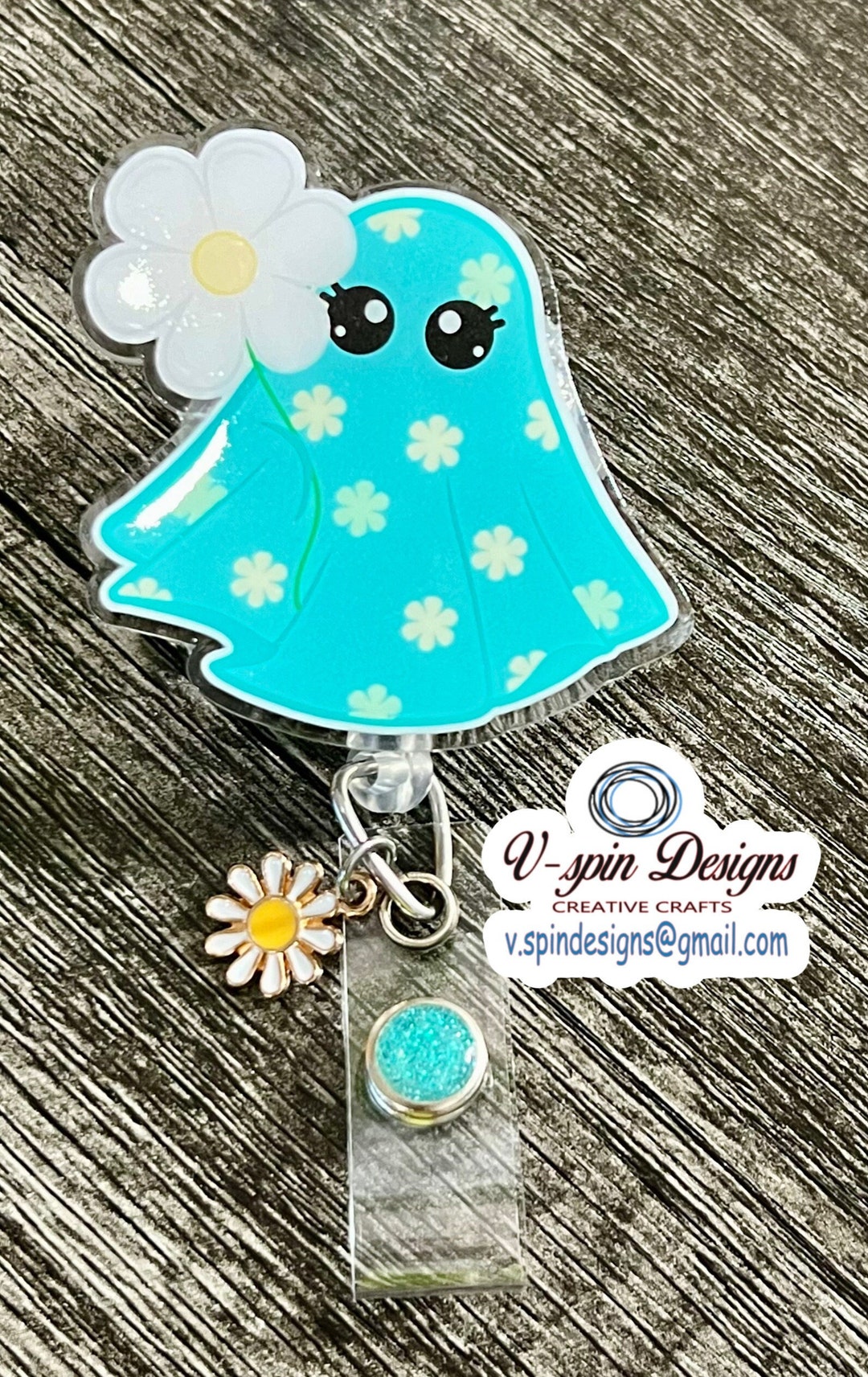 Spring Ghost Retractable Badge Reel: Daisy Charm ID Holder, Badge Reels ...
