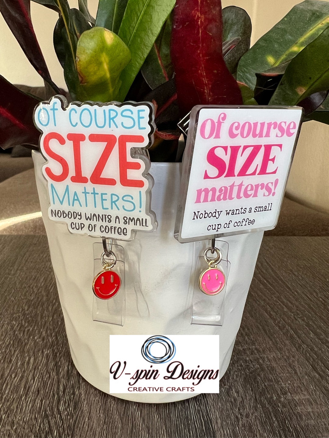 2 Acrylic Funny Size Matters Badge Reel/id Holder/card - Etsy