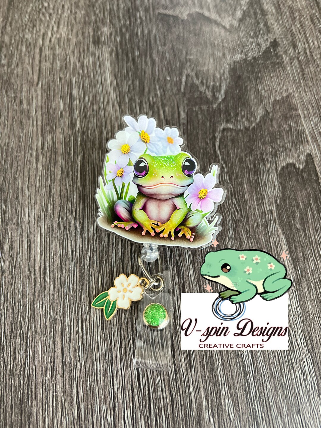 2 Acrylic Cute Baby Frog Retractable Badge Reel/id Holder/nurse/card ...