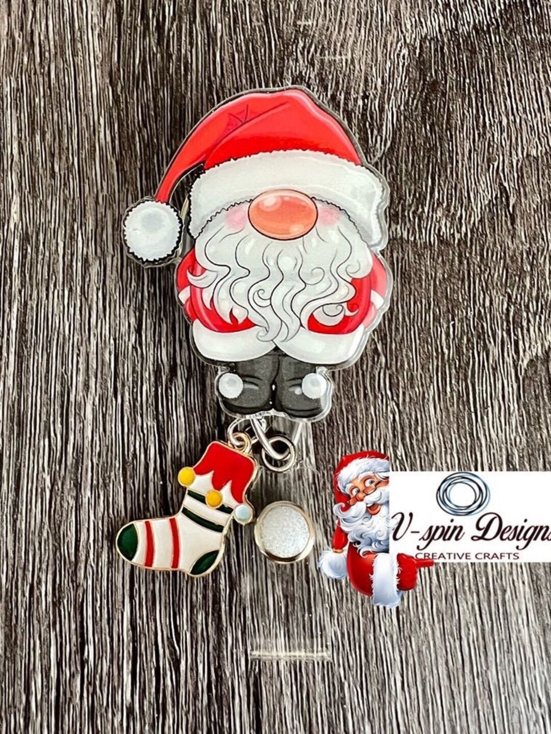 2 Acrylic, Santa, Badge Reel/id Holder/nurses/teachers/students ...