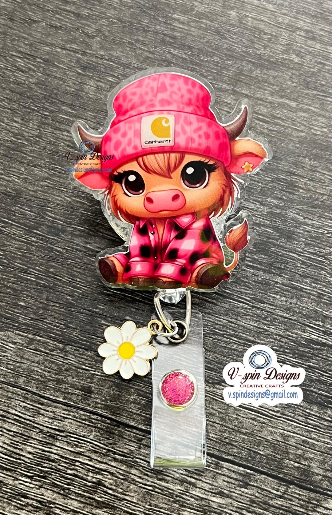 Cute Highland Cow With Beanie Retractable Badge Reel/cute Badge Reels ...