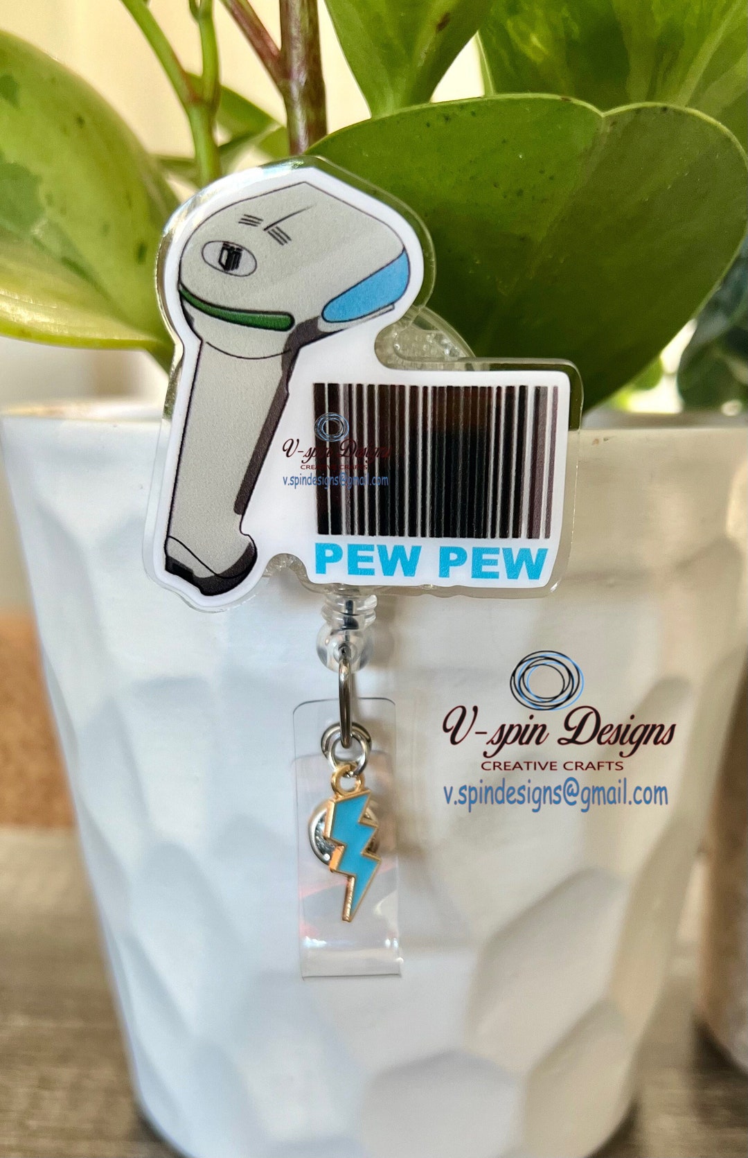 1.8” Acrylic Funny, PEW PEW Badge Reel/id Holder Card Holder/nurse/fun ...