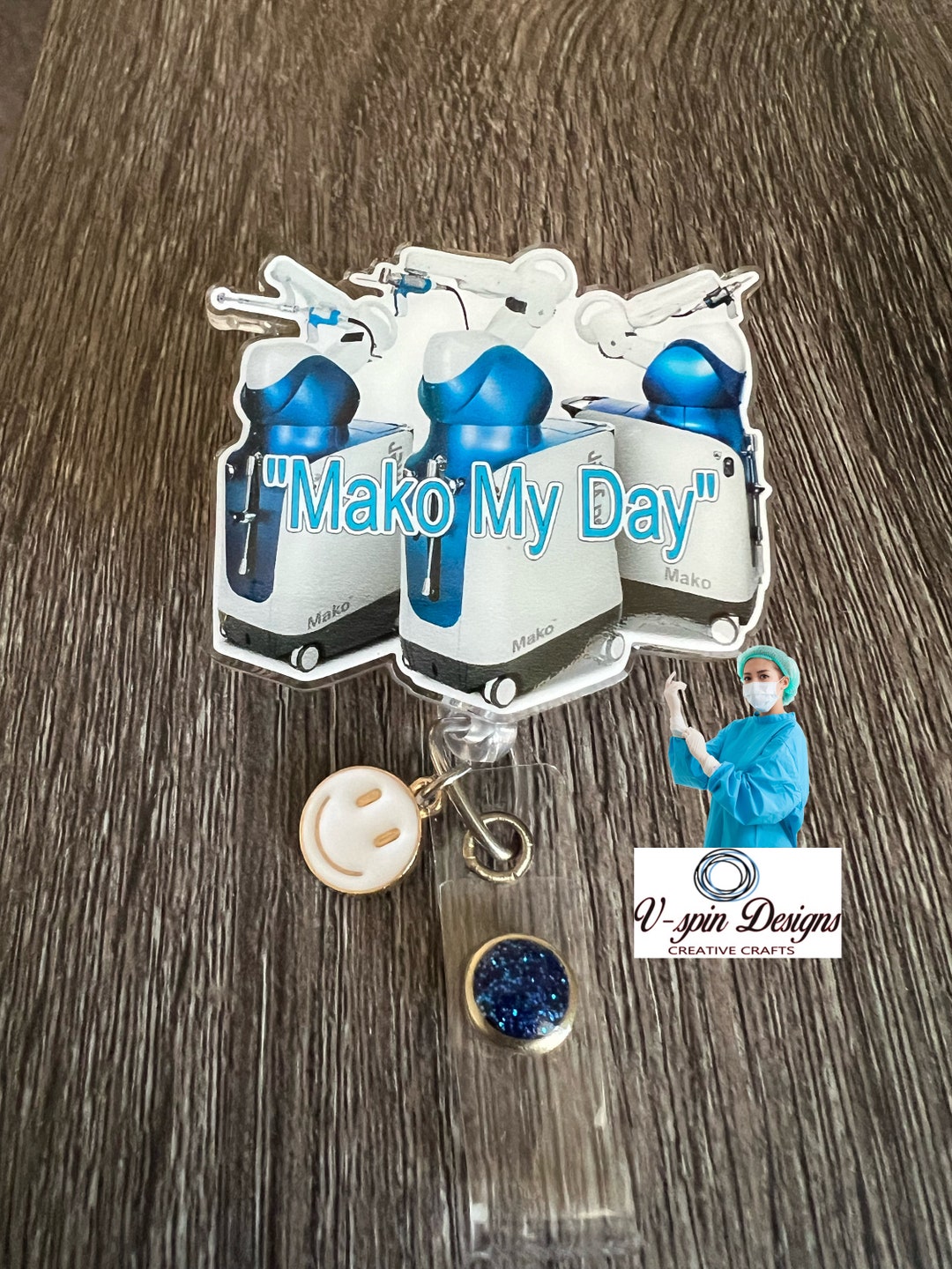2 Acrylic funny mako My Day Badge Reel/id Holder Card Holder/nurse/fun ...
