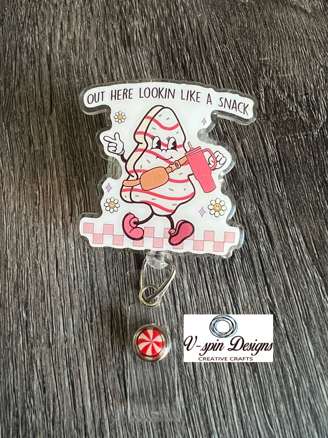 1.9” Acrylic, Christmas Cake Snack Badge Reel/id Holder/nurses/students ...