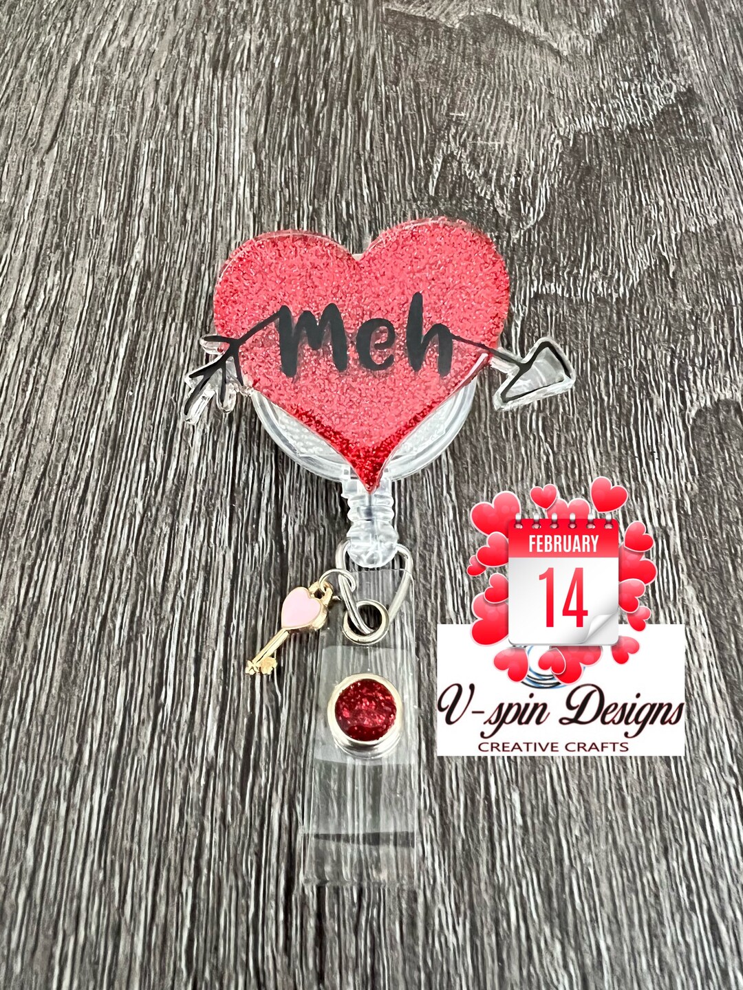 1.5 Meh Heart, Badge Reel/id Holder/card Holder/teachers/nurses - Etsy