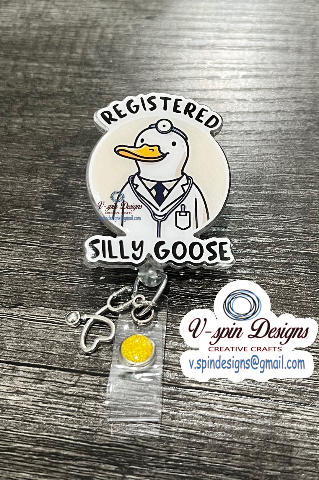 1.9” Acrylic- Registered Silly Goose Badge Reel/id Holder Card Holder ...