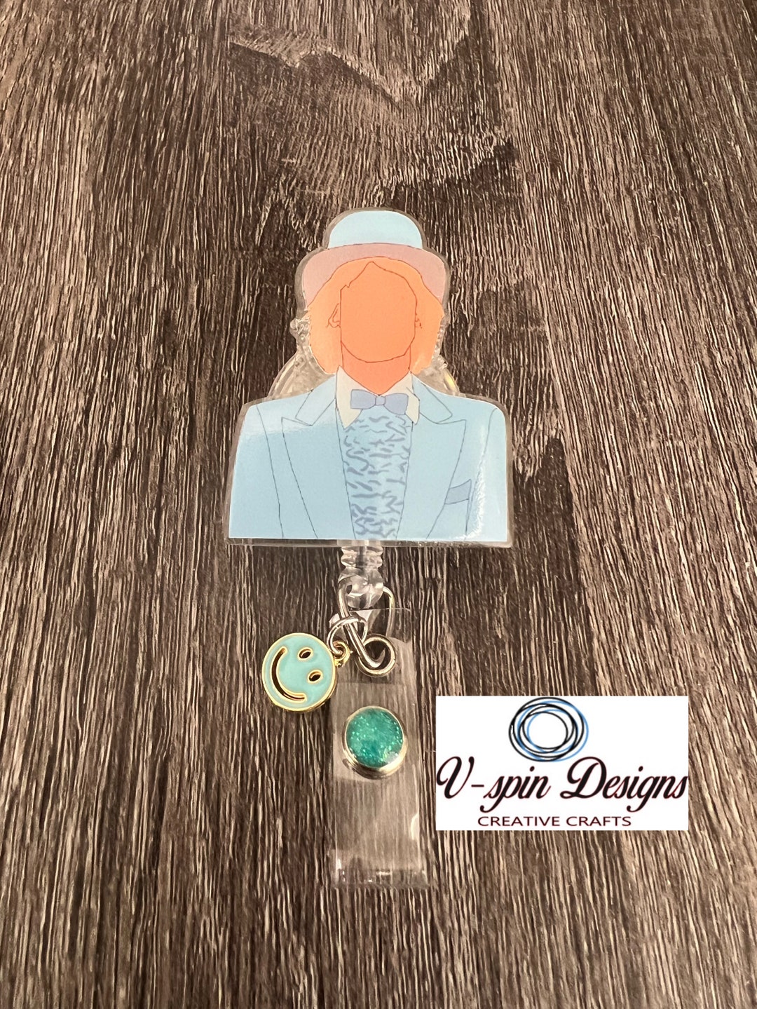 1.8 Acrylic funny blue Suit Best Friends Badge Reel/id Holder Card ...